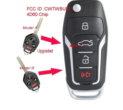Flip Remote Car Key Fob 4 Buttons 433MHz 4D60 Chip for Subaru Outback ...