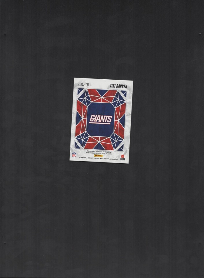 2024 Panini Absolute - Draft Diamonds Jersey #DDJ-TBR Tiki Barber (MEM ...