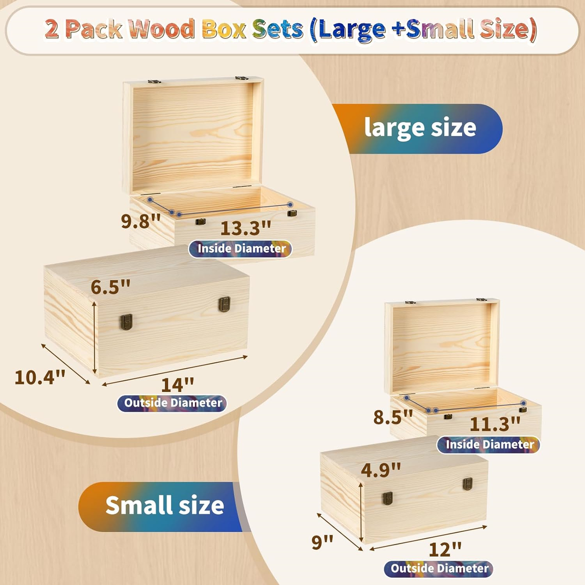 Unfinished Wooden Boxes With Lids Wooden Box With Lid, 12 3/8”