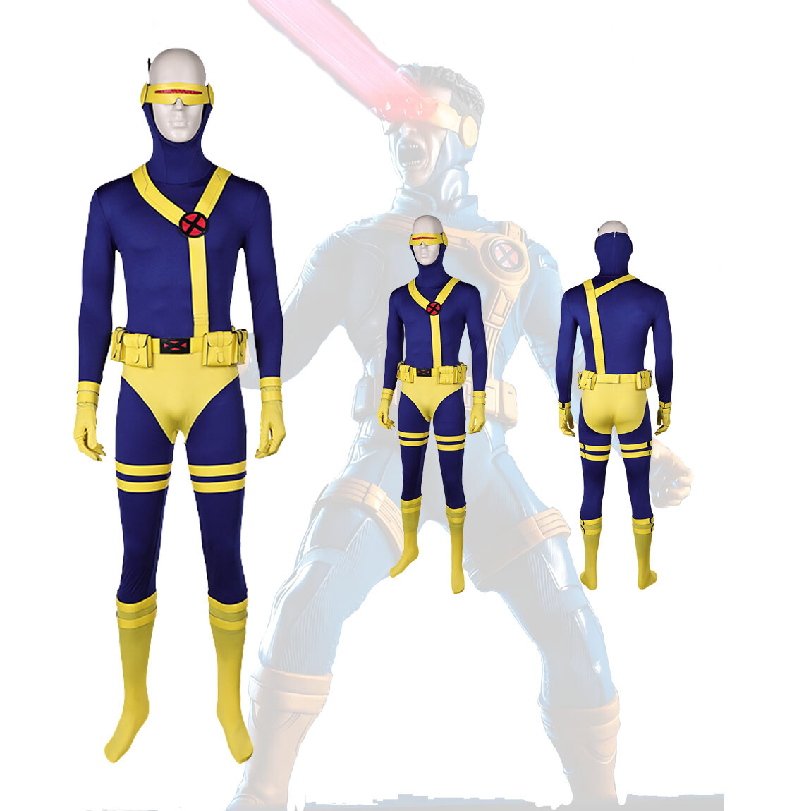 Cyclops Mens Cyclops Superhero Adult Costume Body Suit, X Men Spandex
