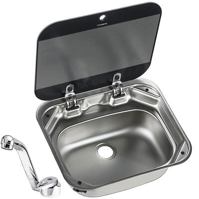 DOMETIC SMEV 8005 SMALL CARAVAN MOTORHOME CAMPER SINK GLASS LID HOT ...