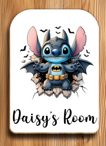 Personalised Batman Stitch Kids Children Bedroom/Nursery Door Name/Sign ...