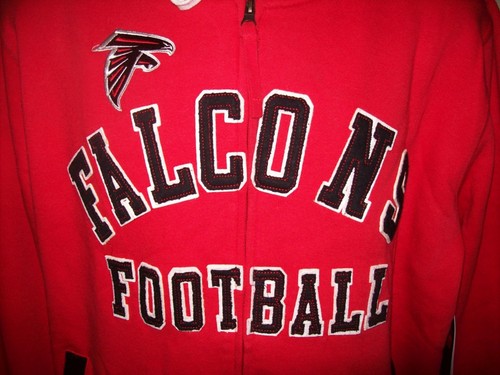 Atlanta "FALCONS FOOTBALL" Hooded Jacket Full Zip Hoody Sewn Logos M L ...