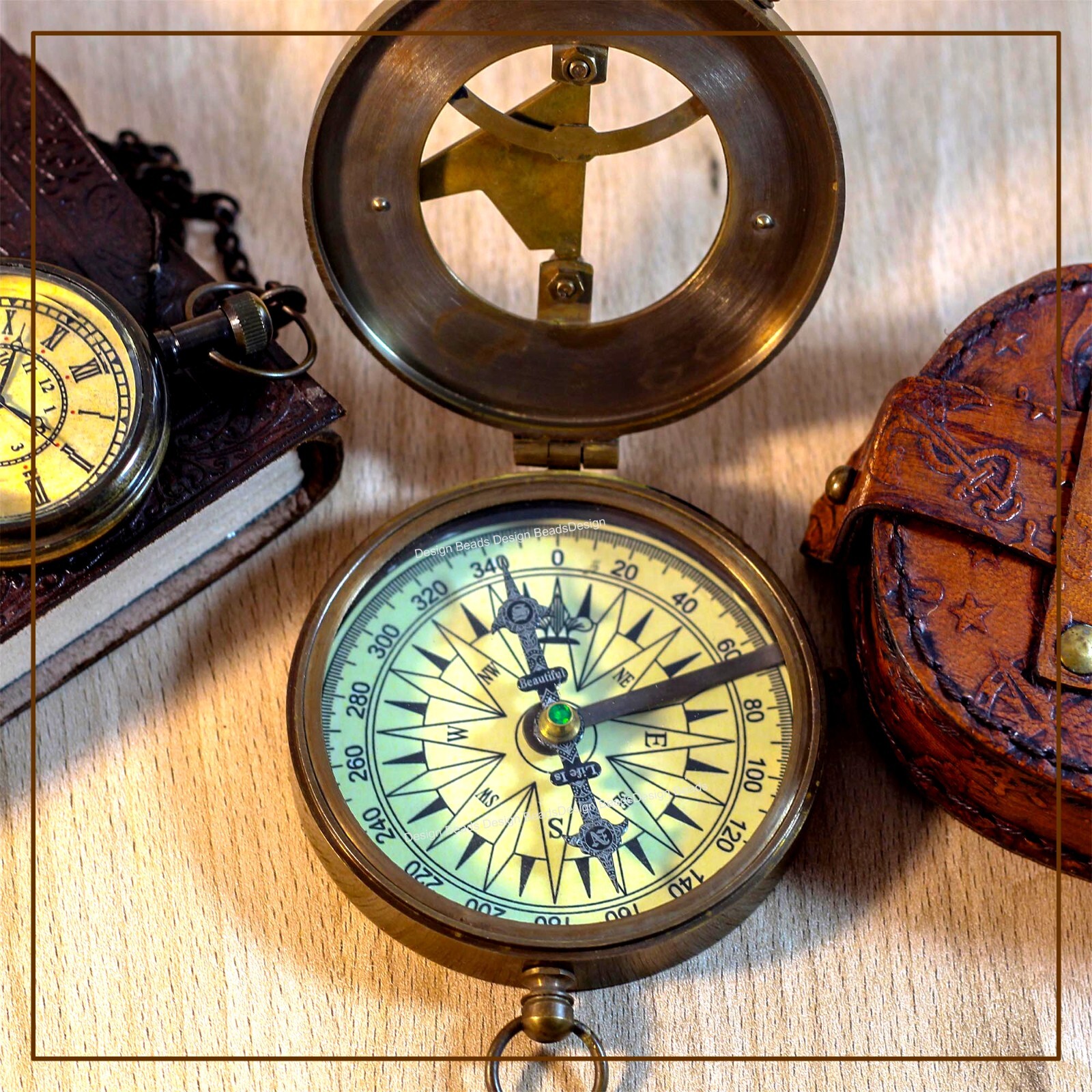Personalized Custom Engraved Working compass with leather case, Gift ...