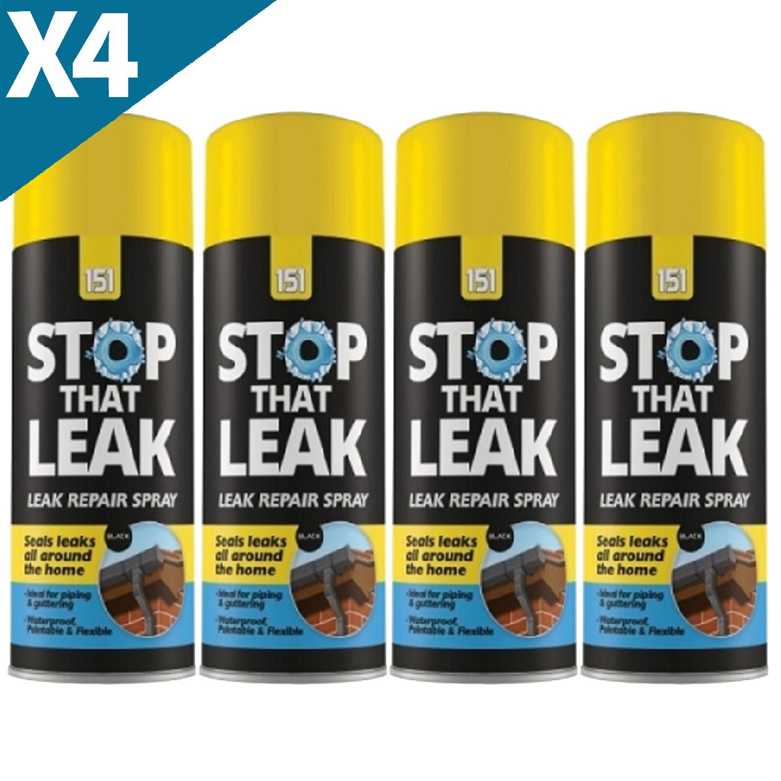 STOP THAT LEAK SPRAY BLACK WATERPROOF SEALANT REPAIR MASTIC GUTTER ROOF ...
