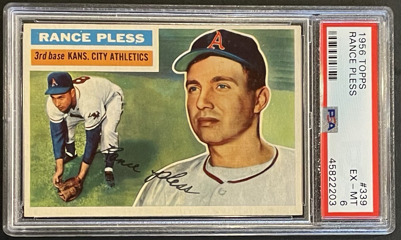 1956 Topps #339 Rance Pless, Kansas City Athletics, PSA 6 | eBay