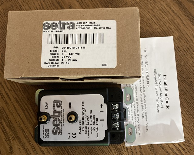 Setra Model 264 Differential Pressure Transducer 0" 0.1" WC ...