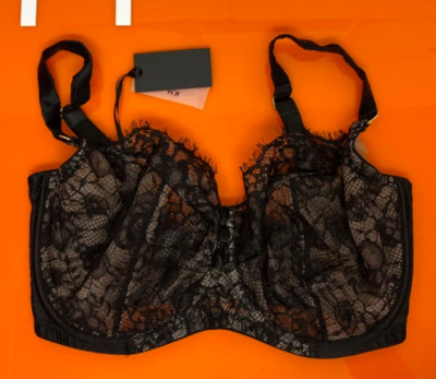 Katherine Hamilton Bra, Abbie Eyelash Lace, Black, Size 30GG, RRP £108 ...