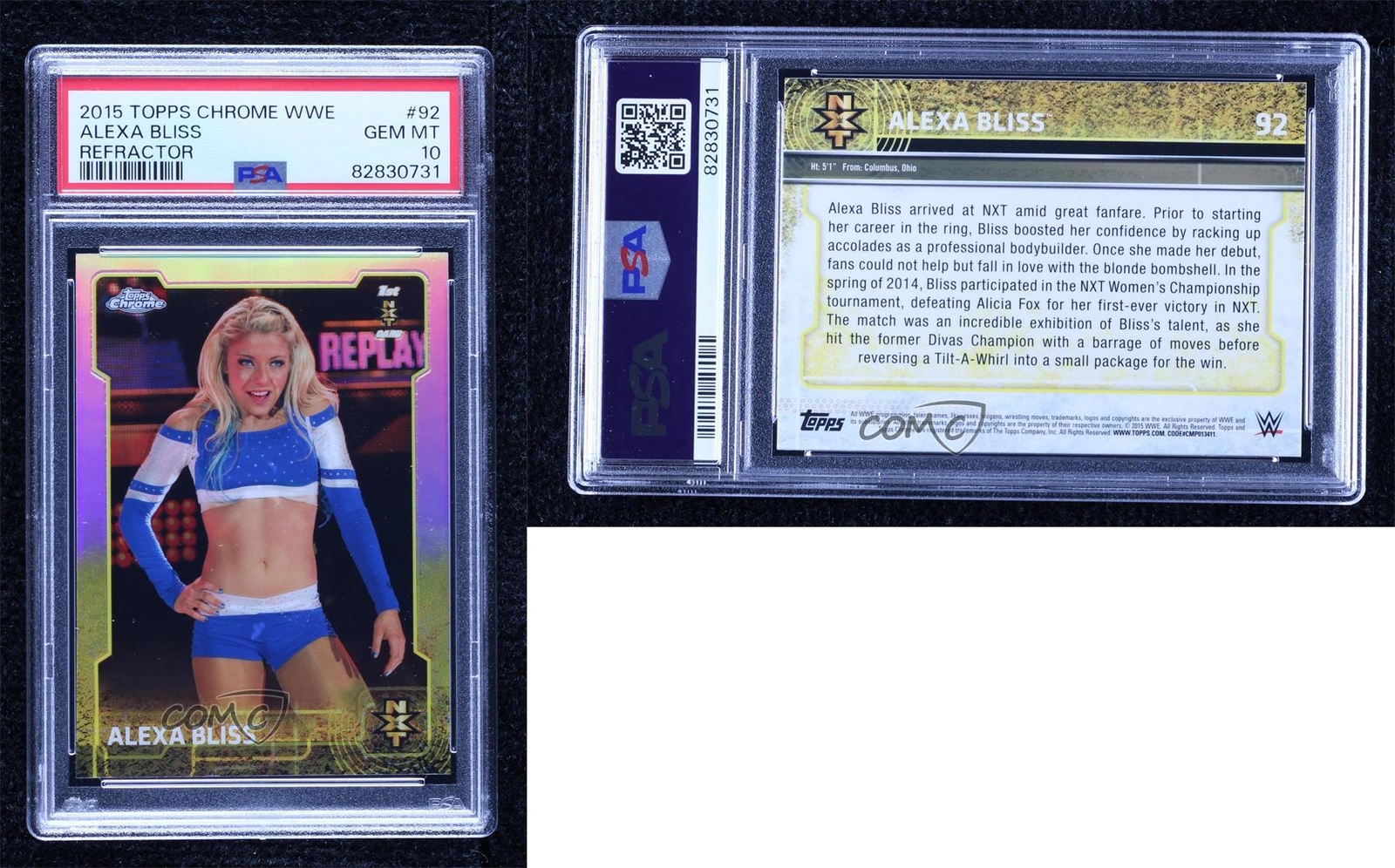 2015 Topps Chrome WWE Refractor Alexa Bliss #92 PSA 10 GEM MT Rookie RC ...