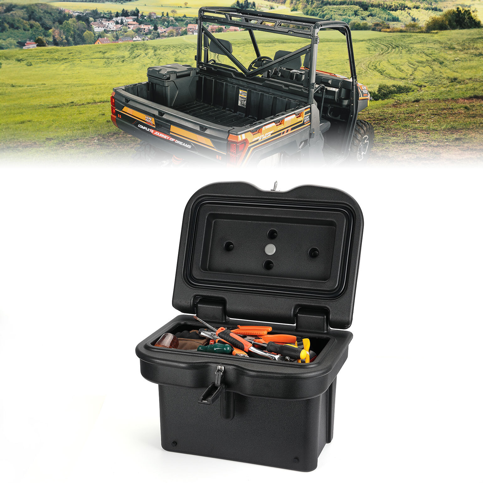 2Pcs UTV Rear Cargo Storage Box for Polaris Ranger XP 570 900 1000 Crew ...