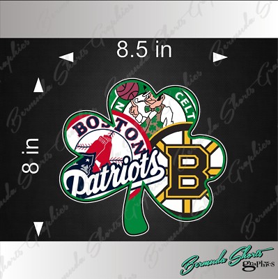 BOSTON SPORTS FAN / Shamrock / 8" DECAL / PATRIOTS / RED SOX / BRUINS ...