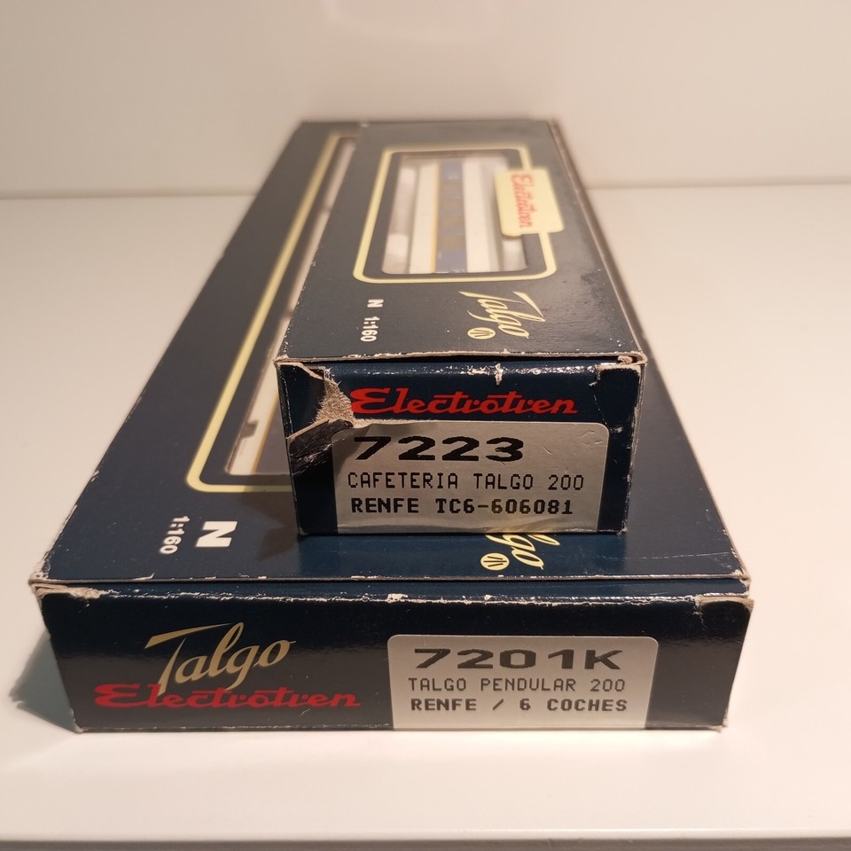 RENFE SET TALGO PENDULAR 200 + CAFETERÍA ELECTROTREN 7201K+7223 (G894 ...