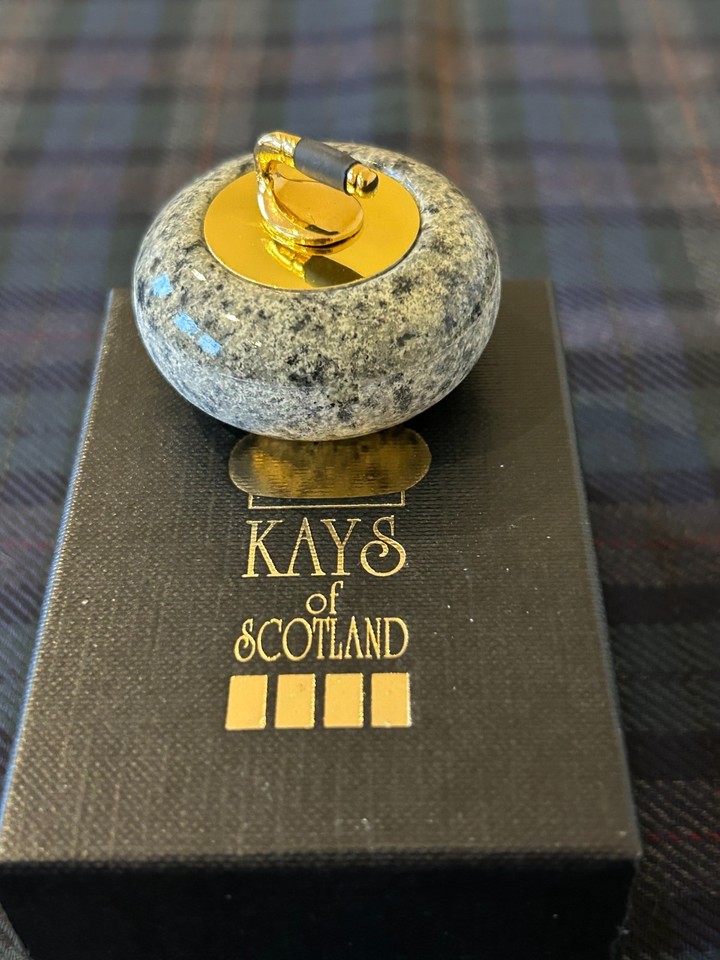 A Stunning, Boxed Ailsa Craig Common Green, Mini Curling Stone 1.75” in ...