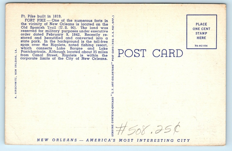 POSTCARD Fort Pike and Rigolets Bridge New Orleans Louisiana | eBay