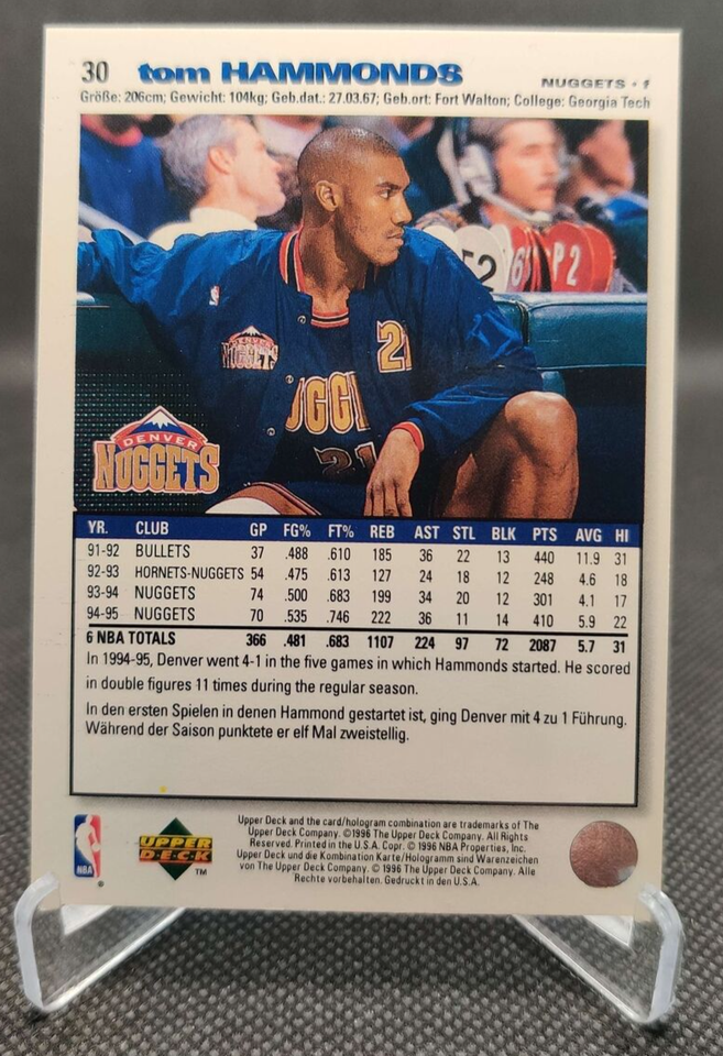 1995-96 Collector's Choice International #30 Tom Hammonds Denver ...
