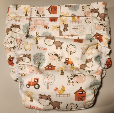 Dependeco All In One flannel adult diaper S/M/L/XL (nursery farm) | eBay