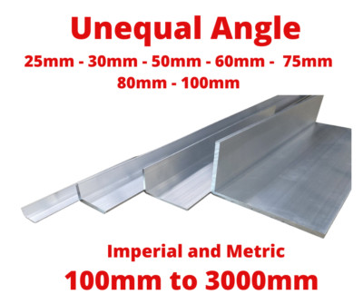 Aluminium Unequal Angles 25mm 30mm 50mm 60mm 75mm 80mm 100mm - Custom Length! | eBay UK
