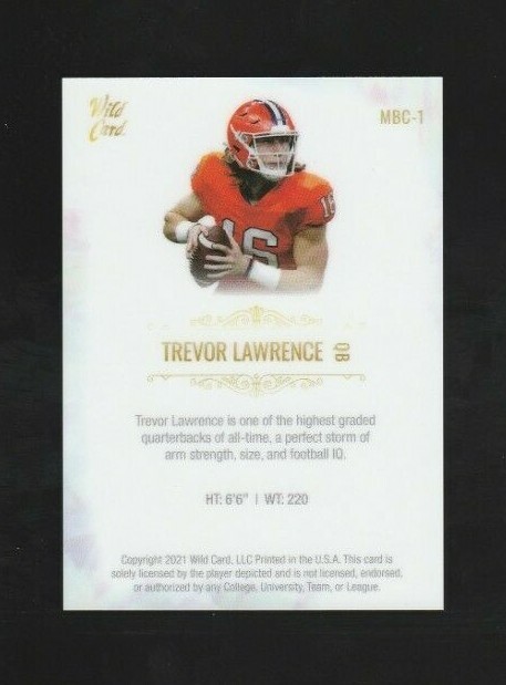 2021 Wildcard Matte TREVOR LAWRENCE ROOKIE card #1 Jacksonville Jaguars ...