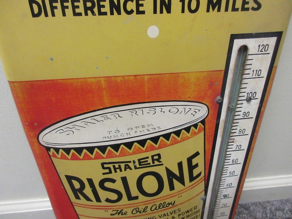 VINTAGE ADVERTISING RISLONE OIL TIN THERMOMETER WALL STORE D-240 | eBay