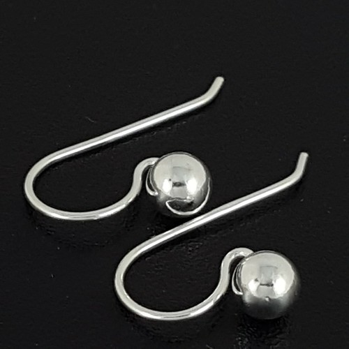 Plain Solid 5mm Ball Drop Dangle Earrings 925 Sterling Silver Fixed ...