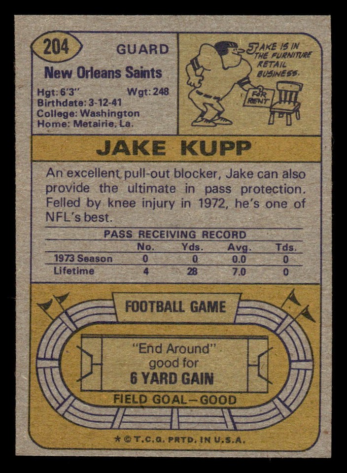 1974 Topps #204 Jake Kupp | eBay