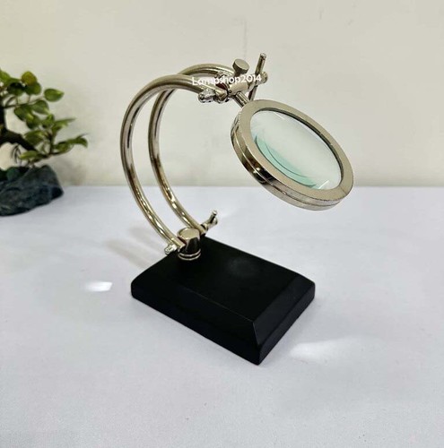 Desktop Magnifying Glass w/Black Wooden Stand Moveable Lens (Antique ...
