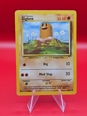 Vintage Pokemon Card TCG Base Set Unlimited Diglett 47/102 Common ...