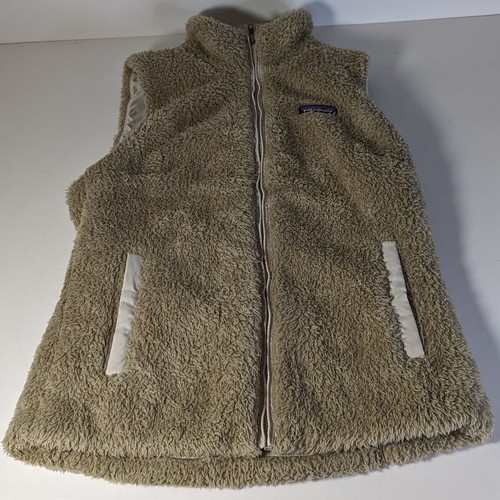 Patagonia Los Gatos Womens Medium Fleece Sherpa Full Zip Fuzzy Vest Tan ...