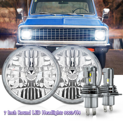 For Chevy C10 C20 C30 K10 G20 7" Inch Round LED Headlight Kit H/Lo Beam ...