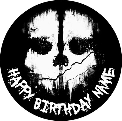 EDIBLE COD Ghost Skull Birthday Party Cake Topper Wafer Paper 7.5 ...