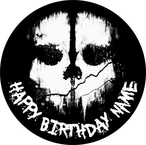 EDIBLE COD Ghost Skull Birthday Party Cake Topper Wafer Paper 7.5 ...