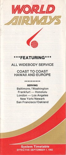 World Airways timetable 1982/09/01 | eBay