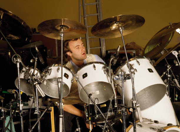 English musician Phil Collins in a recording studio on 21st Februa- Old ...