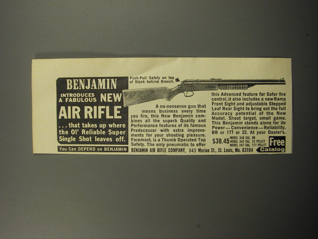 1970 Benjamin Air Rifle Ad - Benjamin introduces a fabulous new air ...