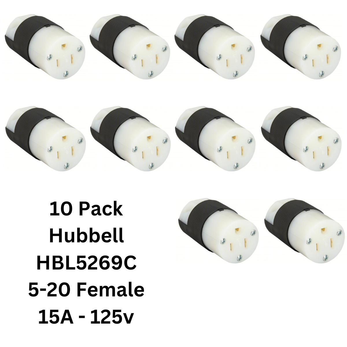 LOT 10x Hubbell HBL5269C AC Female Edison NEMA 5-15R Receptacle 15A ...