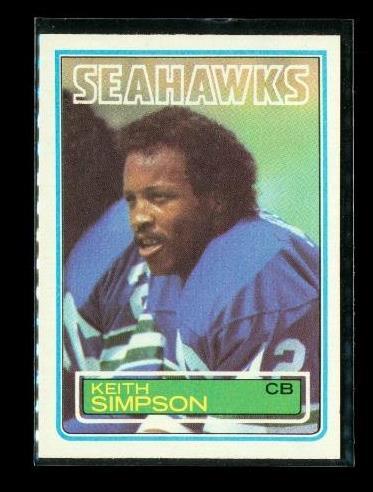 Vintage 1983 TOPPS Football Trading Card #390 KEITH SIMPSON Seattle ...