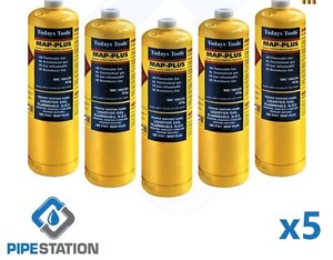 5x Yellow MAPP / MAP+ Pro Gas Cylinder 453g Disposable Bottle NEXT DAY ...