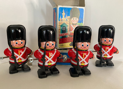 FOUR Vintage Yone Wind Up Toy Walking Guardsman Tin Made in Japan with ...