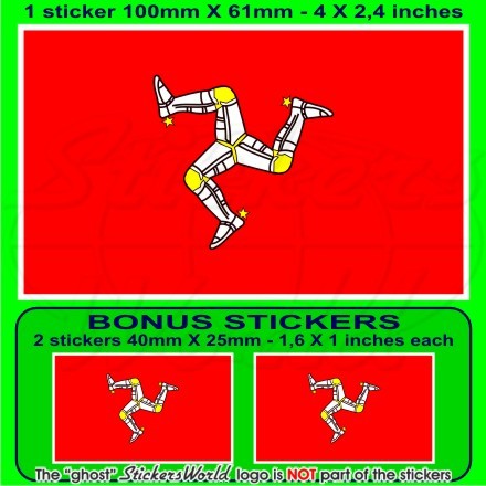 ISLE OF MAN Drapeau MANX UK TT Races Vinyle Sticker Autocollant 100mm 1 ...