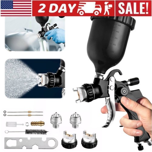 HVLP Air Paint Spray Gun Kits Gravity Feed Car Auto Primer 1.3/1.5/1.8MM Nozzles | eBay