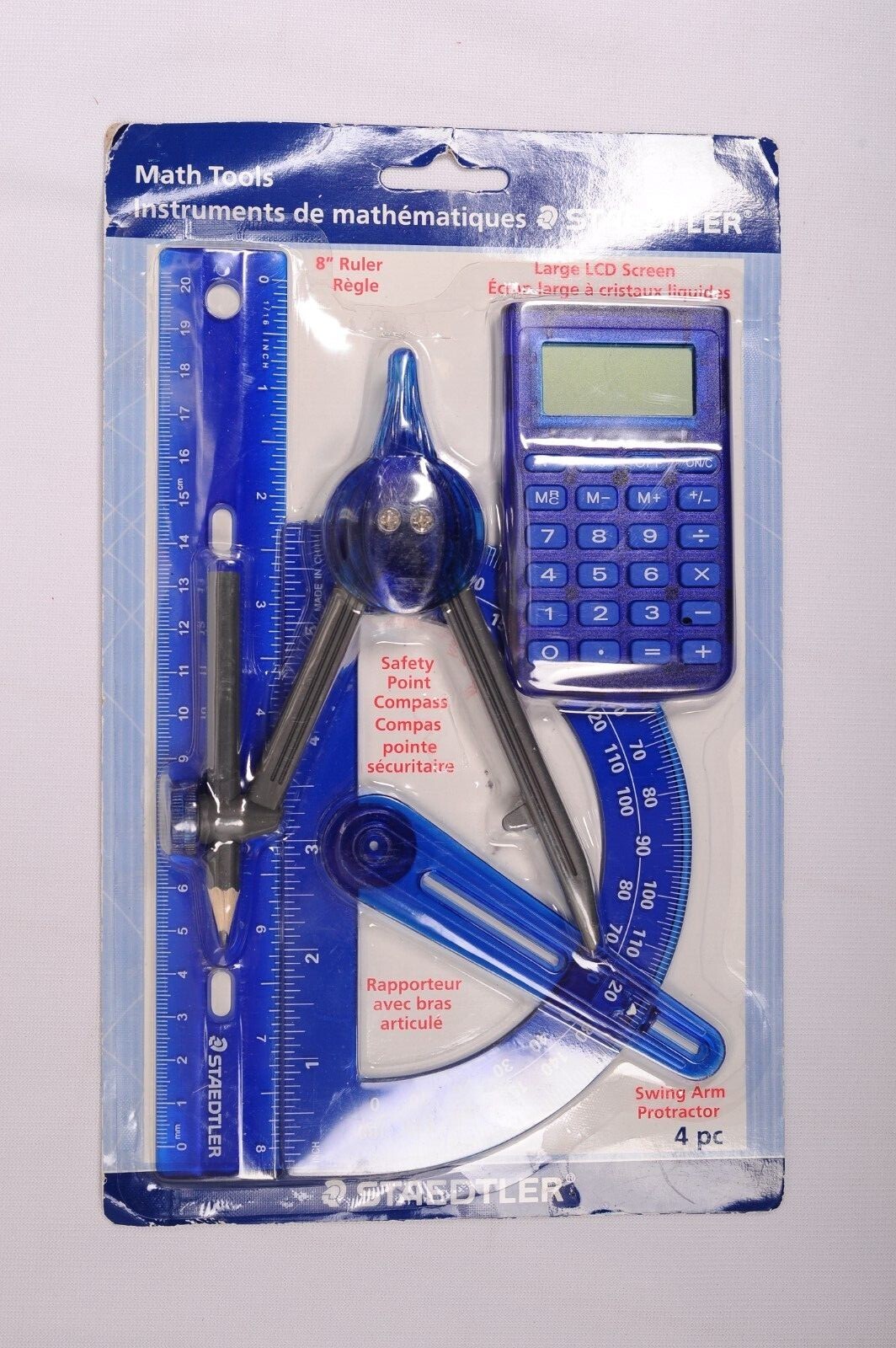 Staedtler 4 Piece Set Math Instruments Ruler Protractor Compass ...