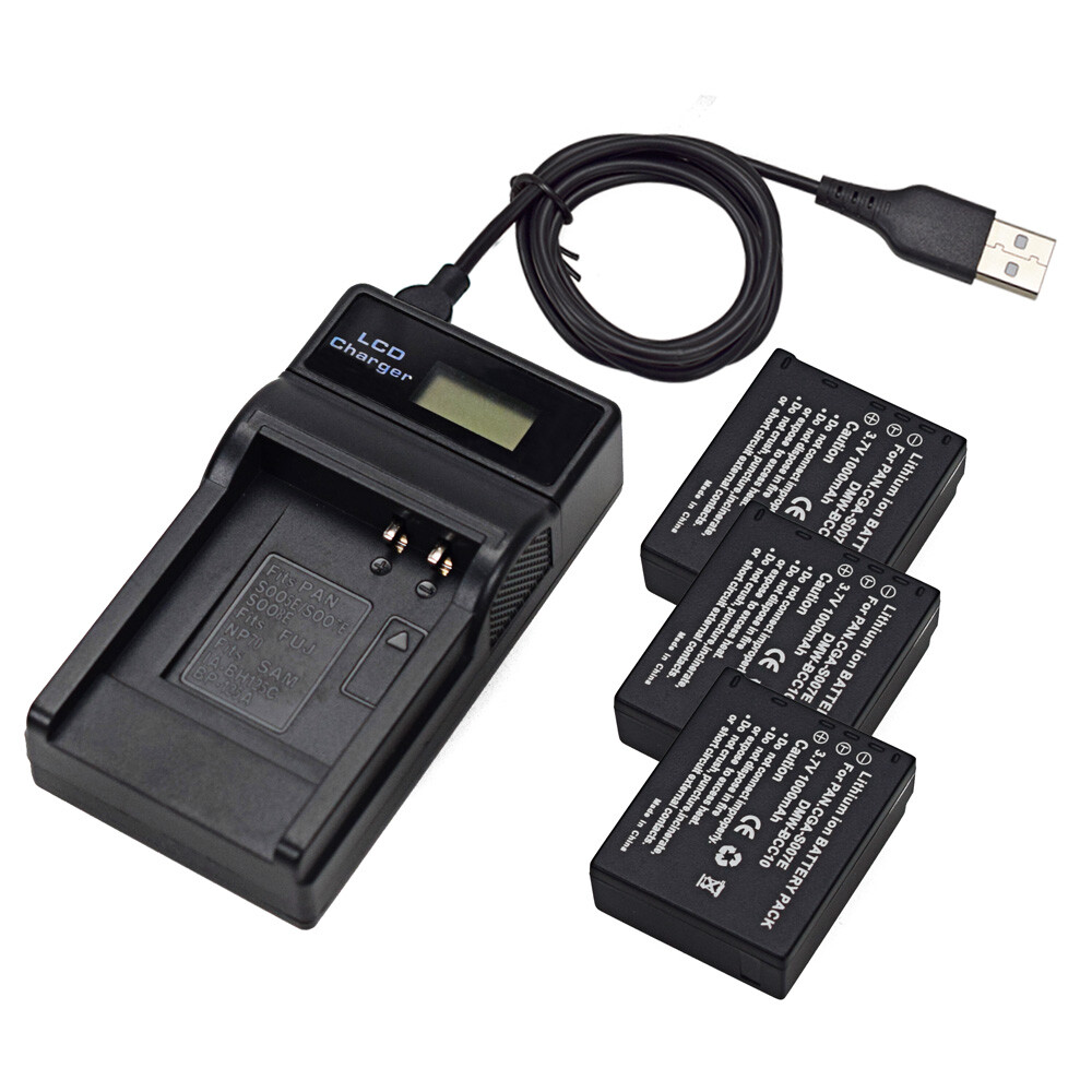 CGA-S007e Battery or charger for Panasonic Lumix DMC-TZ1 TZ2 TZ3 TZ4 ...