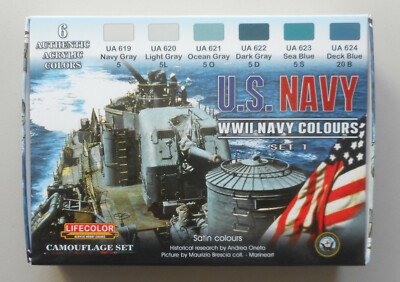 US Navy WWII #1 Camouflage Colors Acrylic Set 6 22 ml Lifecolor Hobby ...