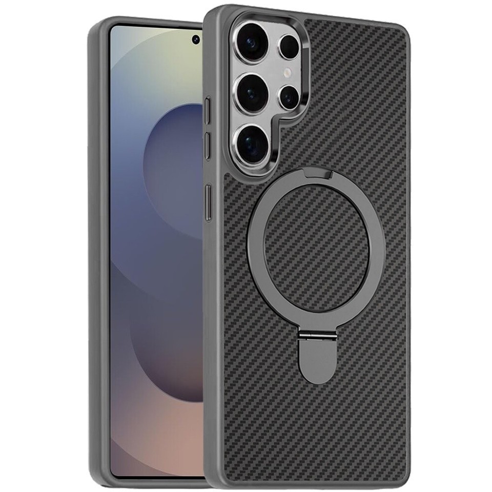 For Galaxy S25 Ultra/S25+/S25 Case Carbon Fibre Design Magnetic Ring ...
