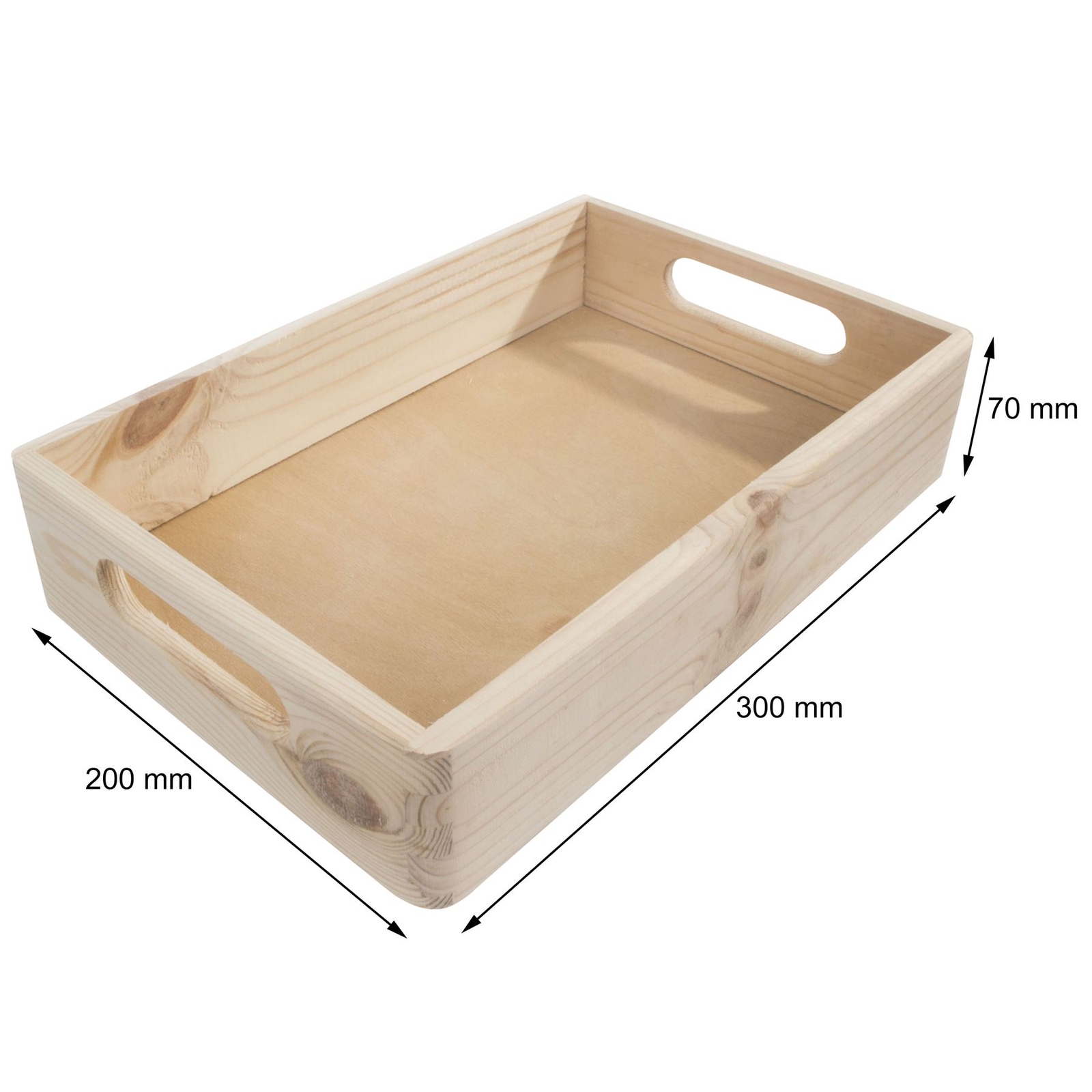 Small Shallow Wooden Serving Tray With Handles On Feet/ Unpainted Pine ...