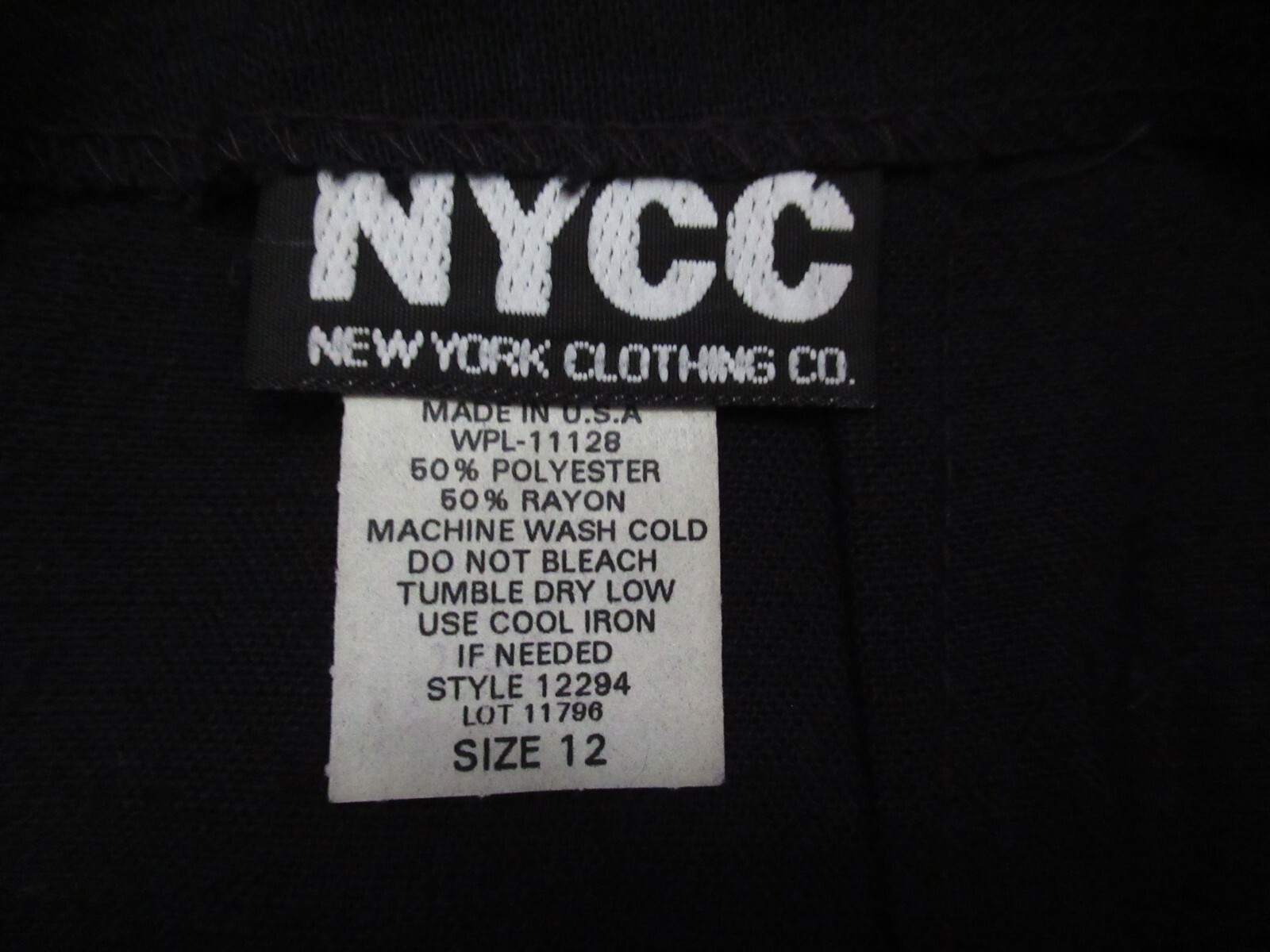 80's 90's Vintage NYCC New York Clothing Co Black Poly Rayon Sexy Mini ...