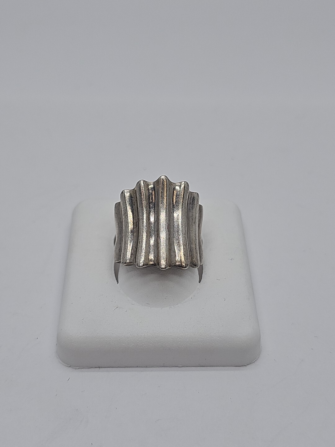 HEAVY 925 Sterling Silver FLUTED Ring, Size 6 Signed … - Gem