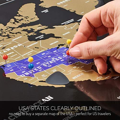 Scratch Off World Map - Extra Large - Black and Gold Scratchable World ...