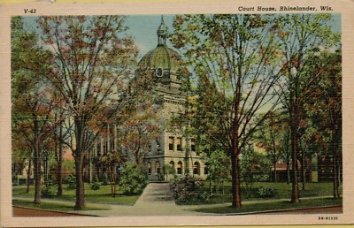 1956 Exterior View Court House Rhinelander Wisconsin WI Postcard D12 | eBay