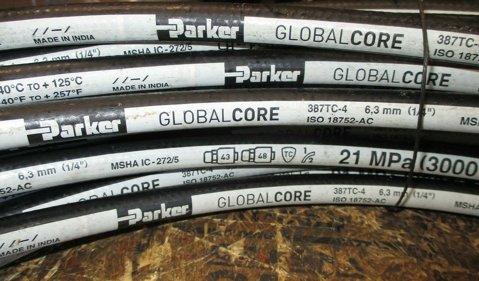 PARKER HYDRAULIC HOSE 387TC-4 1/4" 50' ONE WIRE HOSE GLOBAL CORE TOUGH ...